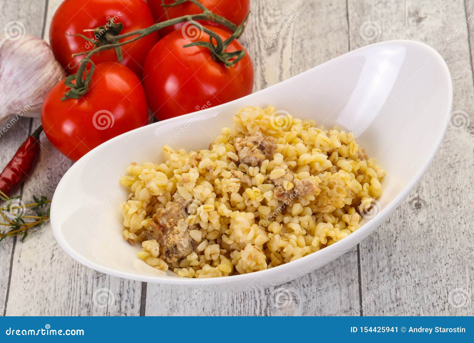 Bulgur with meat stock image. Image of cuisine, cooked - 154425941