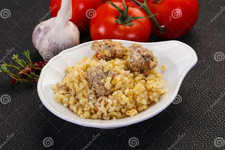 Bulgur with meat stock image. Image of delicious, dish - 179376107