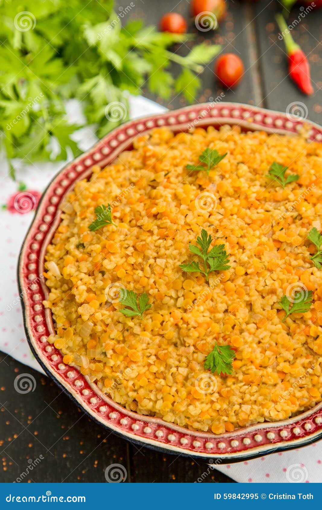 Bulgur Pilaf with Red Lentils Stock Image - Image of turkishcuisine ...