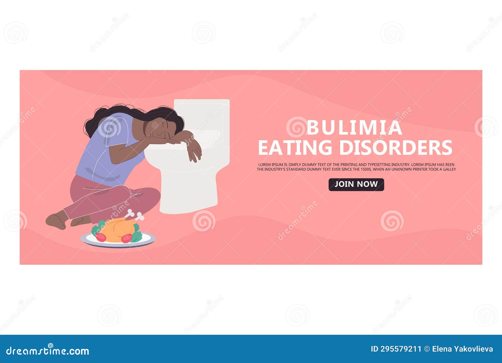 Bulimia Eating Disorder Banner Template Cartoon Vector | CartoonDealer ...
