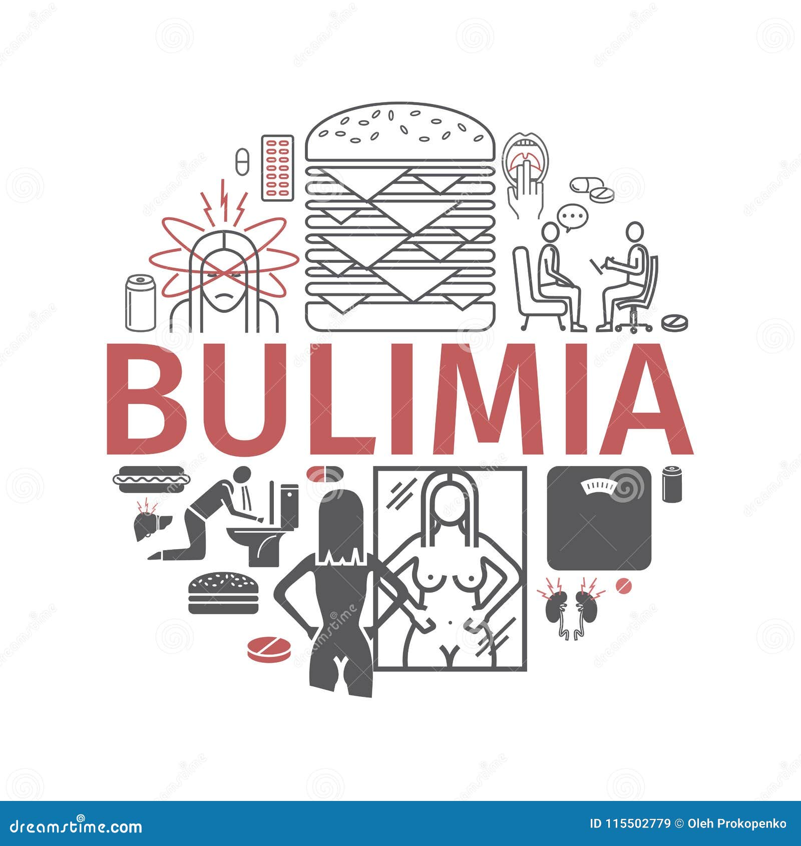 Bulimia. Symptoms, Treatment. Line Icons Set. Vector Signs for Web ... Bulimia. Symptoms, Treatment. Line Icons Set. Vector Signs for Web ...