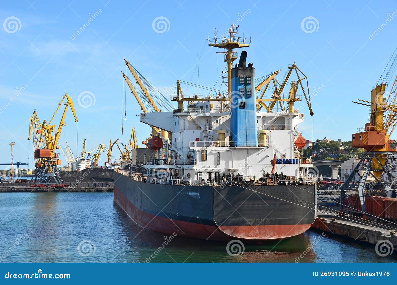 Bulk Cargo Ship Under Port Crane Stock Image - Image of logistics ...