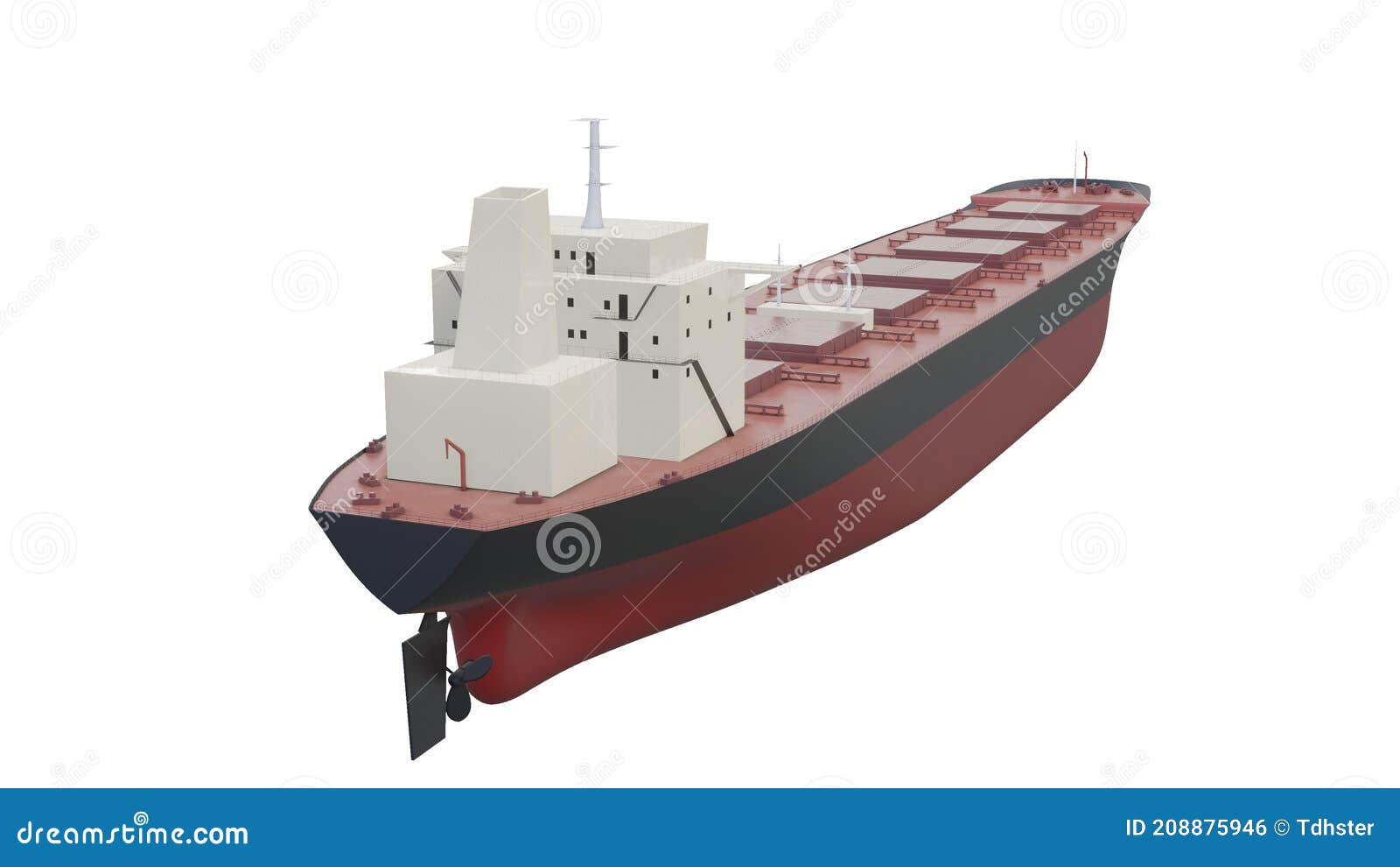 Bulk Carrier Big Cargo Ship Isolated 3d Rendering Stock Illustration ...