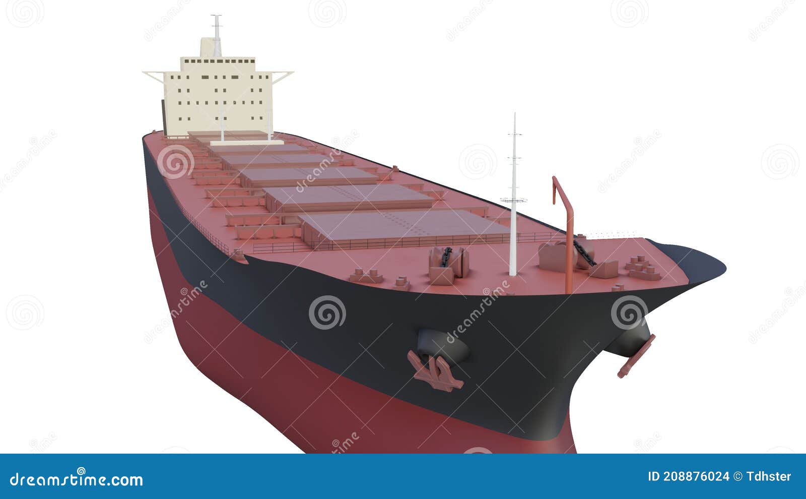 Bulk Carrier Big Cargo Ship Isolated 3d Rendering Stock Illustration ...