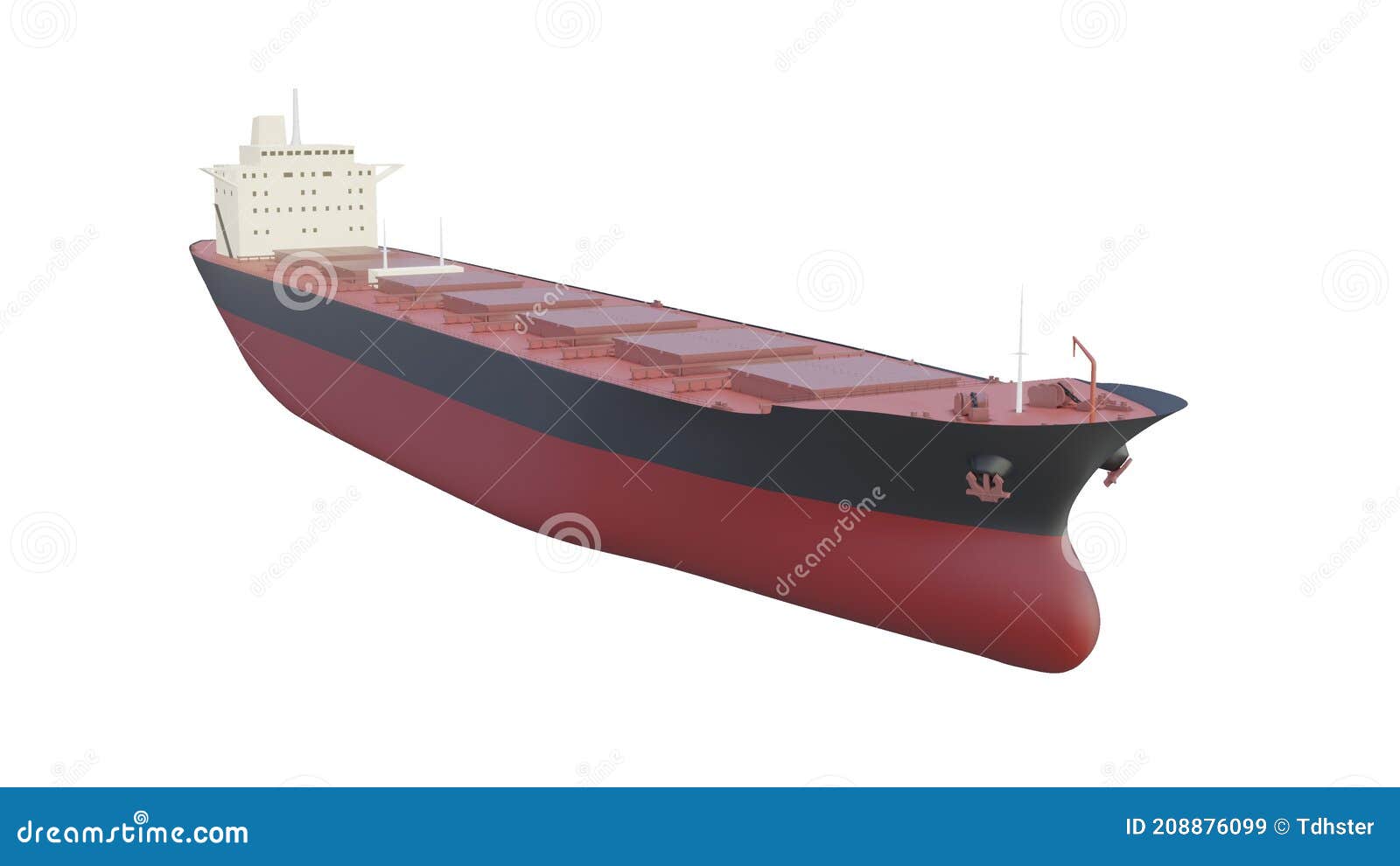 Bulk Carrier Big Cargo Ship Isolated 3d Rendering Stock Illustration ...