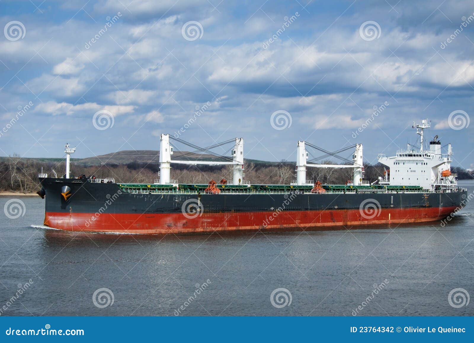 Bulk Carrier Cargo Ship Boat Sailing on River Stock Photo - Image of ...