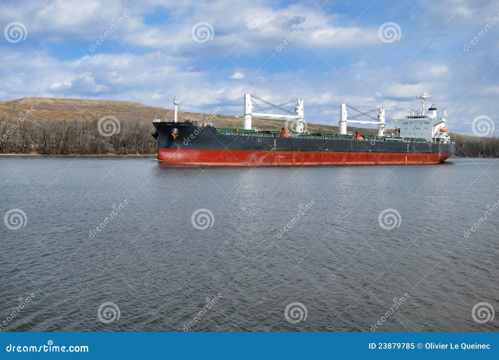 Bulk Carrier Cargo Ship Boat Sailing on River Stock Image - Image of ...