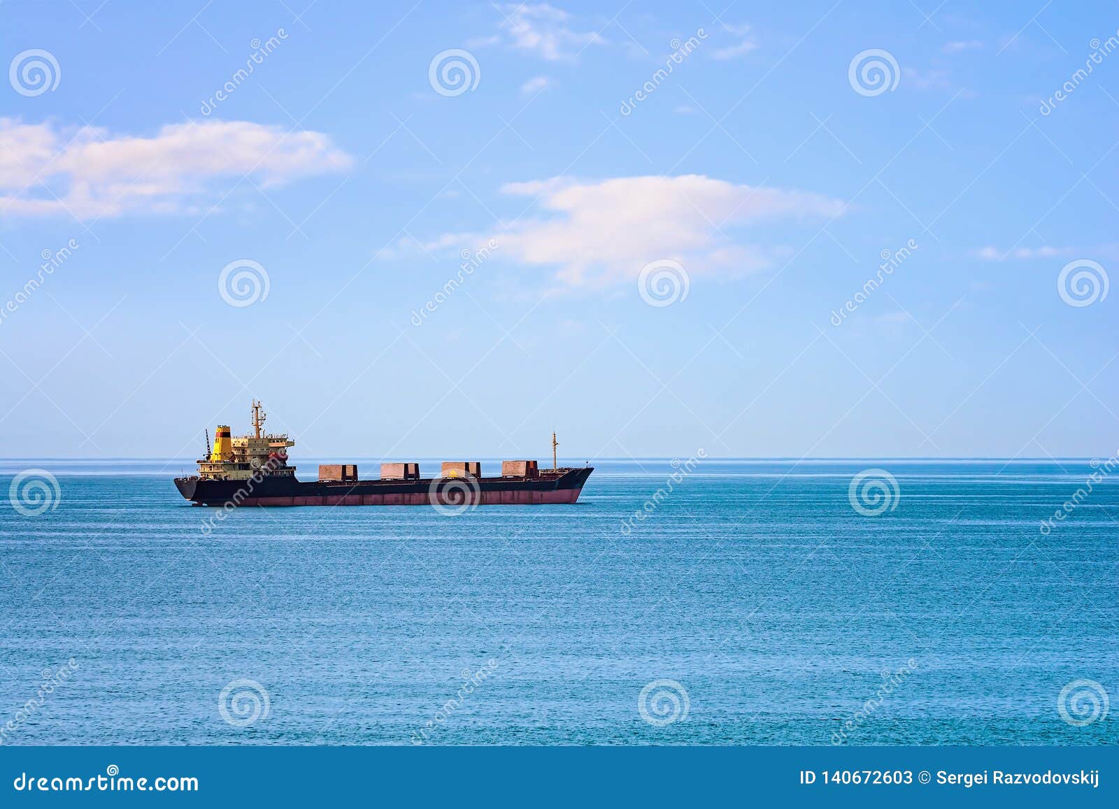 Bulk Carrier in the Sea stock image. Image of black - 140672603