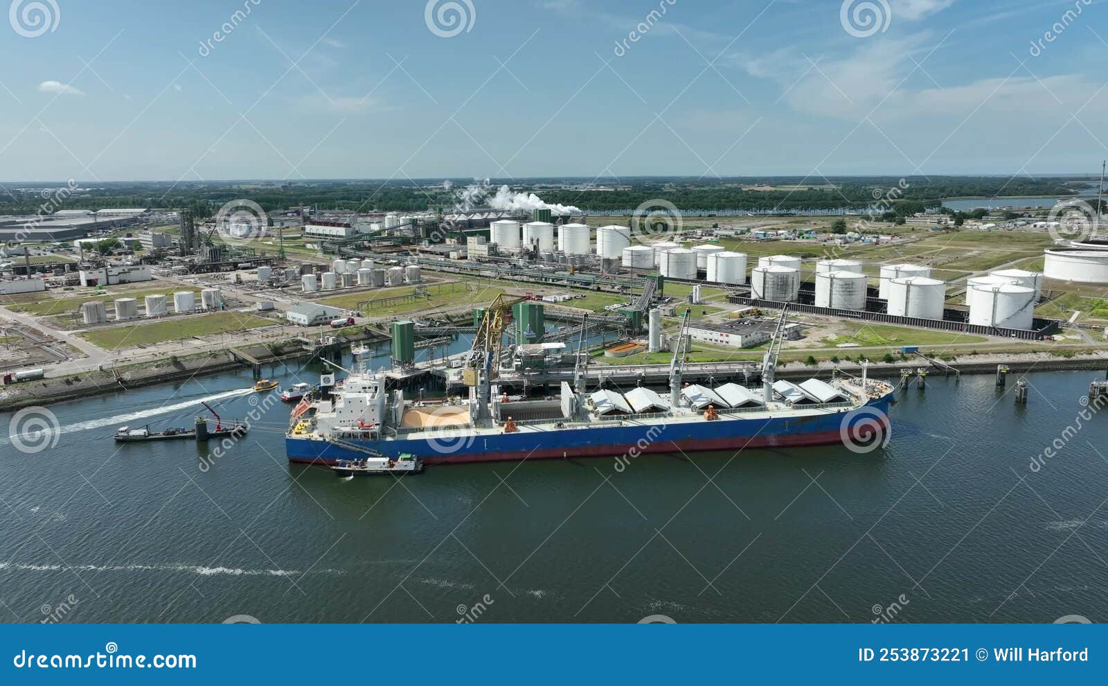 Bulk Carrier Ship at Port Offloading Cargo and Commodities Stock Video ...