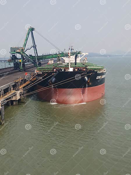 A Bulk Carrier Ship in Cargo Loading Process Editorial Stock Image ...