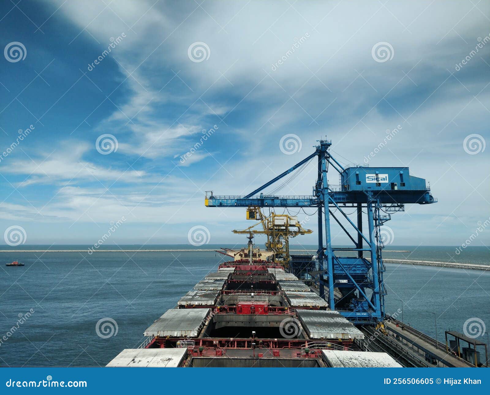 A Bulk Carrier Ship Loading Coal Stock Image - Image of transport ...