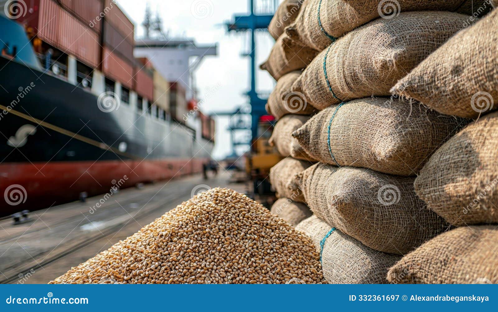 Bulk Grain Export at Commercial Dock Stock Illustration - Illustration ...