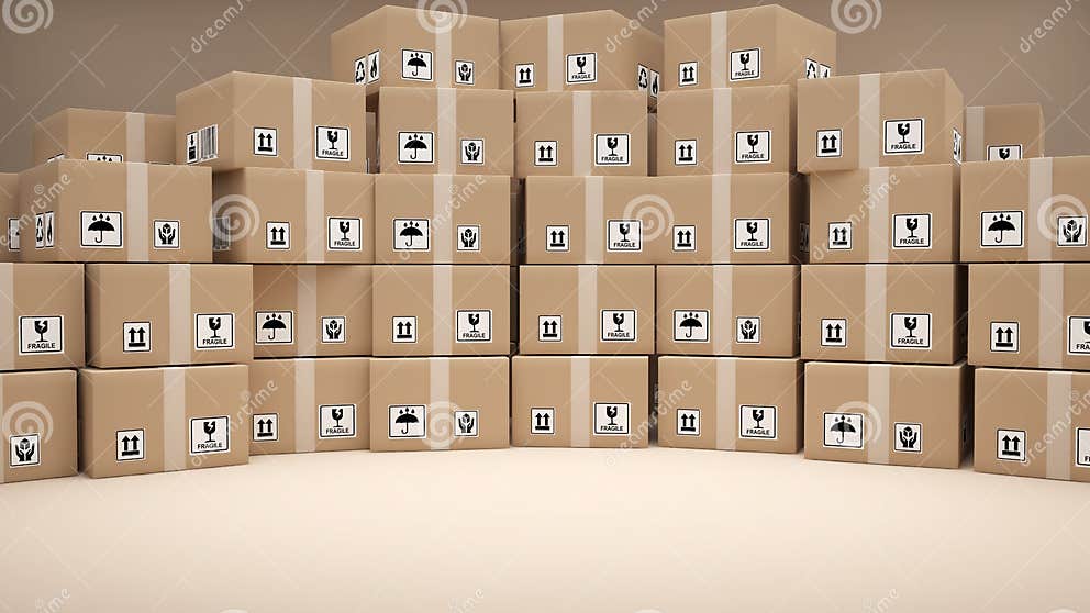 Bulk Parcel Boxes on a Brown Background,parcel Delivery Stock ...
