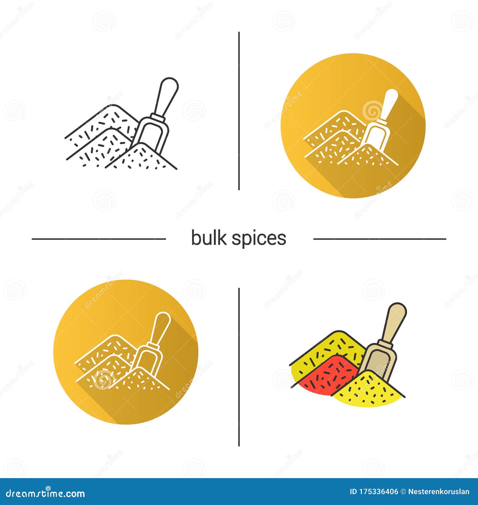 Bulk spices icon stock vector. Illustration of delicious - 175336406