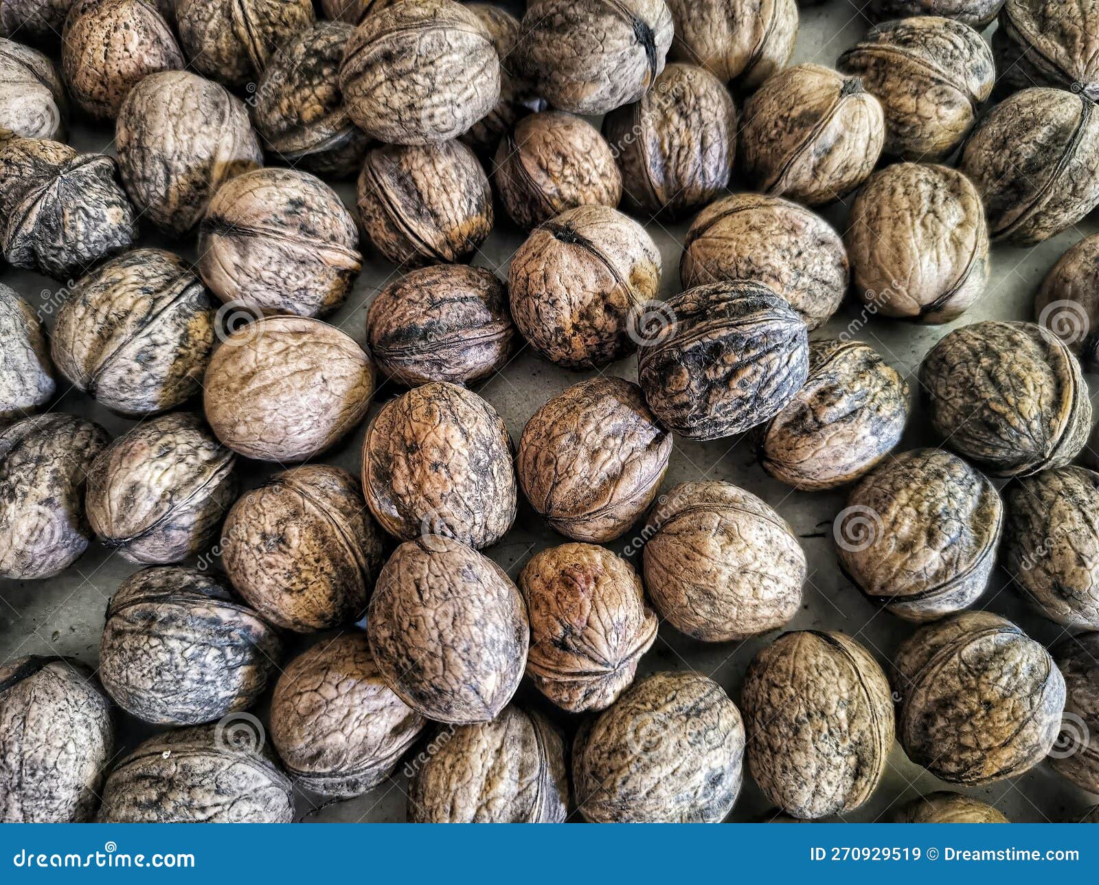 Bulk Walnuts. in the Frame, only Nuts Lying Tightly with Each Other ...