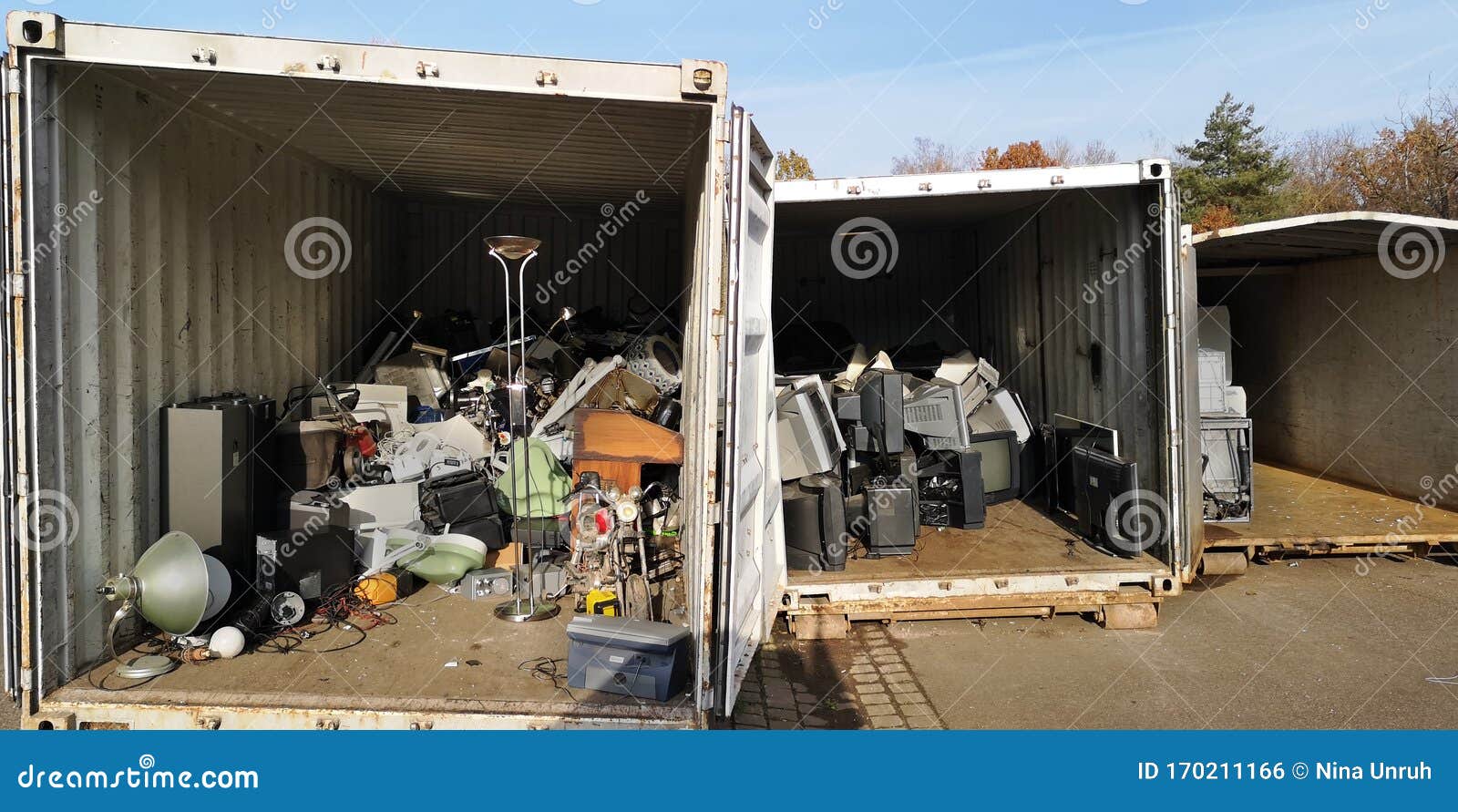 Closeup of Containers of Large-size Garbage Collection Station in ...