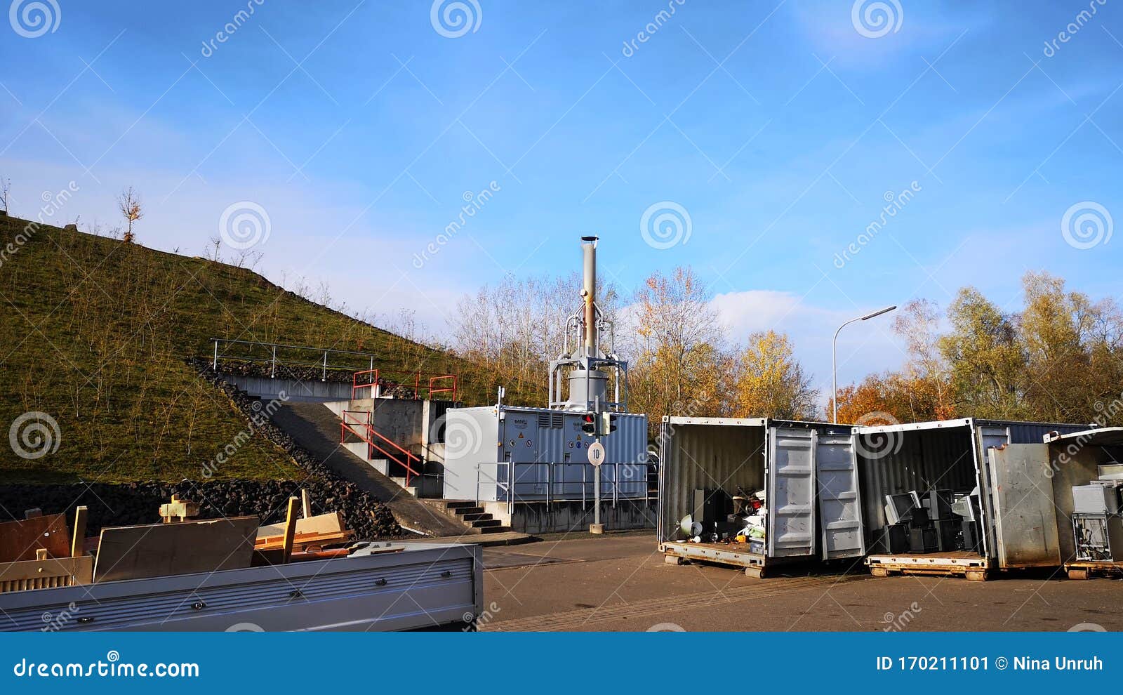 Bulk Waste Reception Point in Germany.Garbage Sorting: Containers for ...