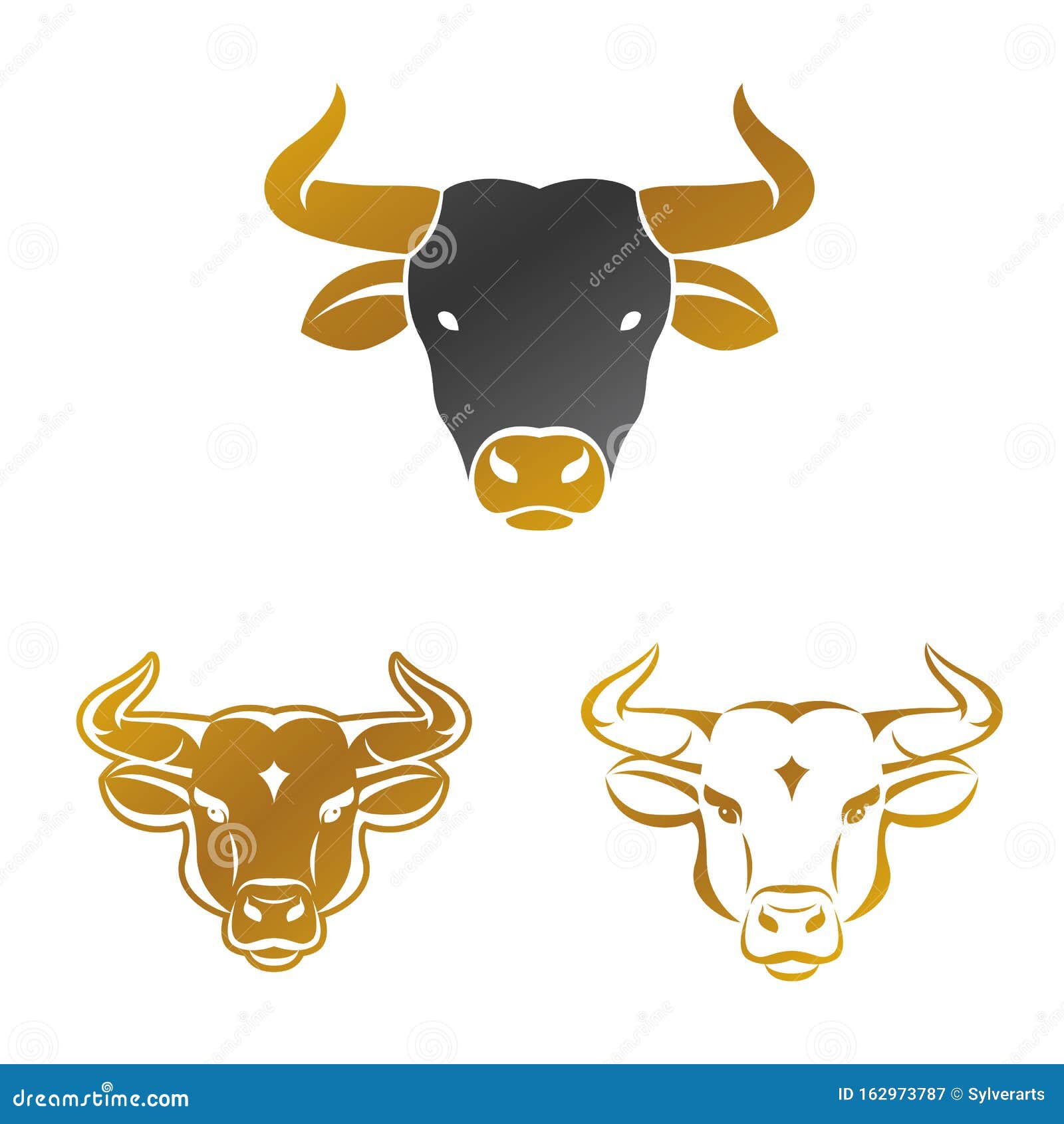 Bull Ancient Emblems Elements Set. Heraldic Vector Design Elements ...