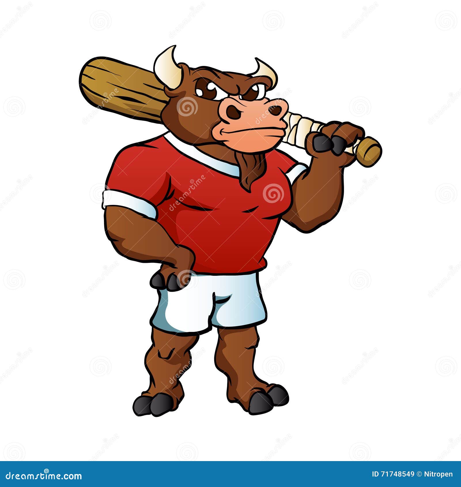 Bull with baseball bat. stock vector. Illustration of league - 71748549