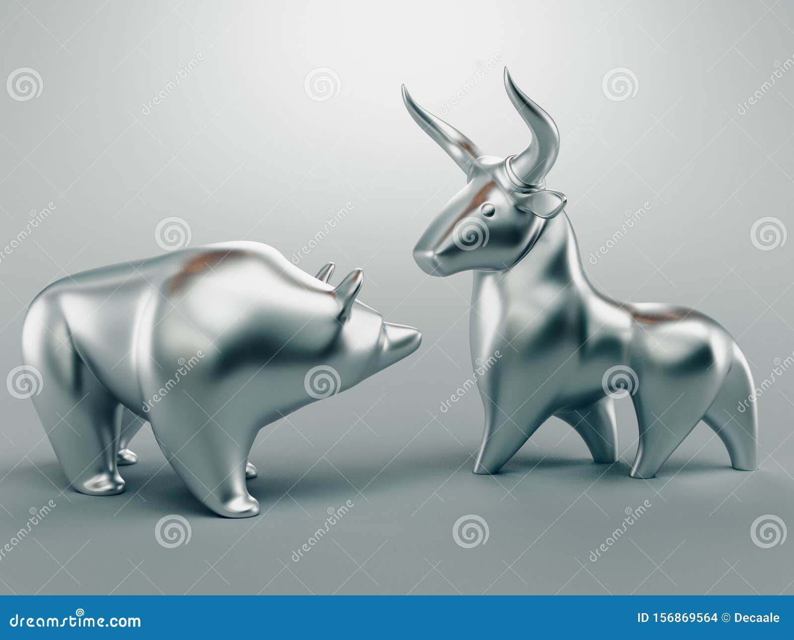 Bull and Bear, Finance Concept, 3d Rendering Stock Illustration ...