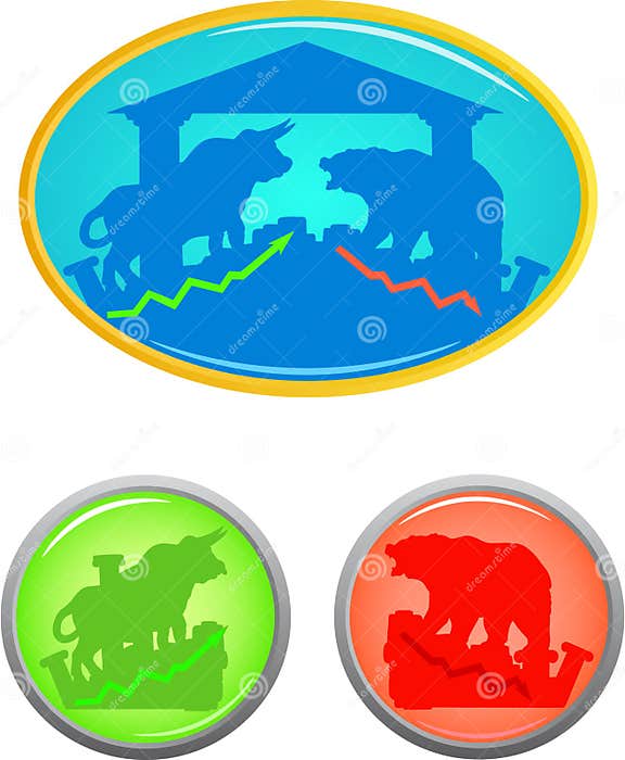 Bull and bear icon set stock vector. Illustration of design - 90105398