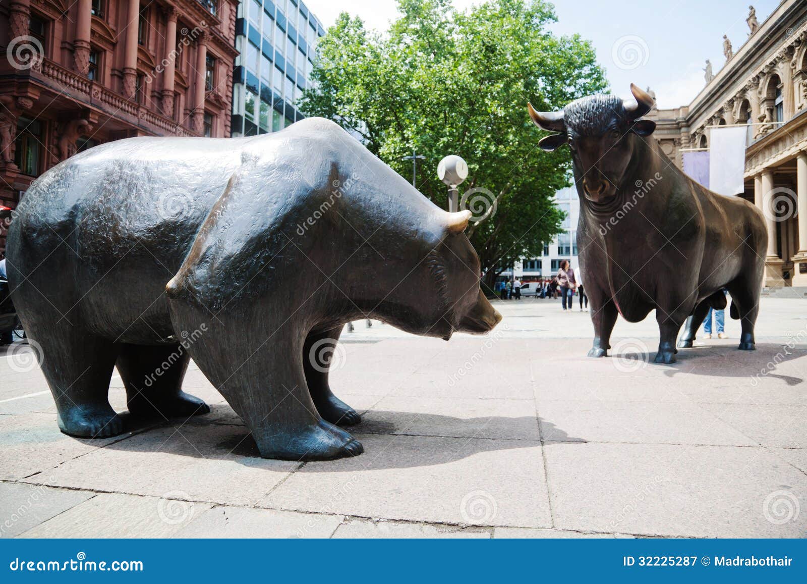 Bull and bear stock image. Image of finance, square, city - 32225287