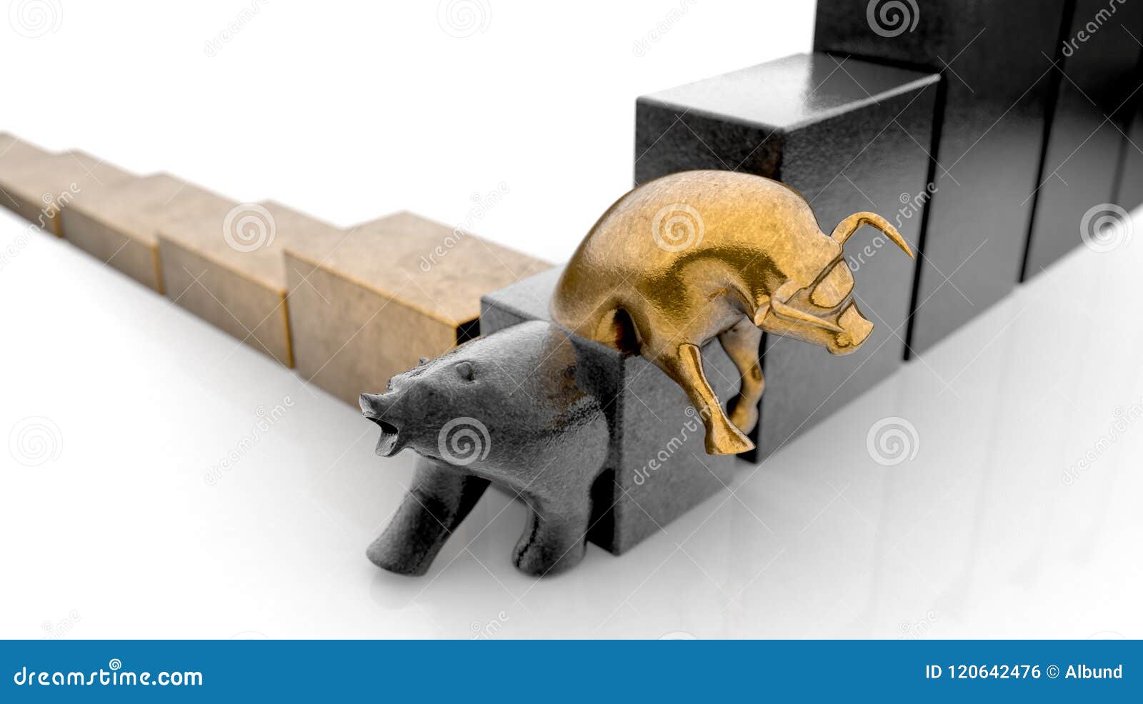 Bull and Bear Trending Graphs Stock Illustration - Illustration of ...