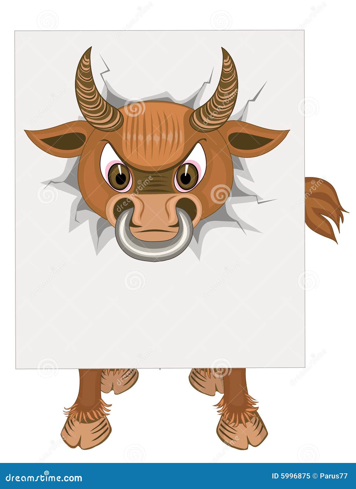 Bull with blank paper stock vector. Illustration of sector - 5996875
