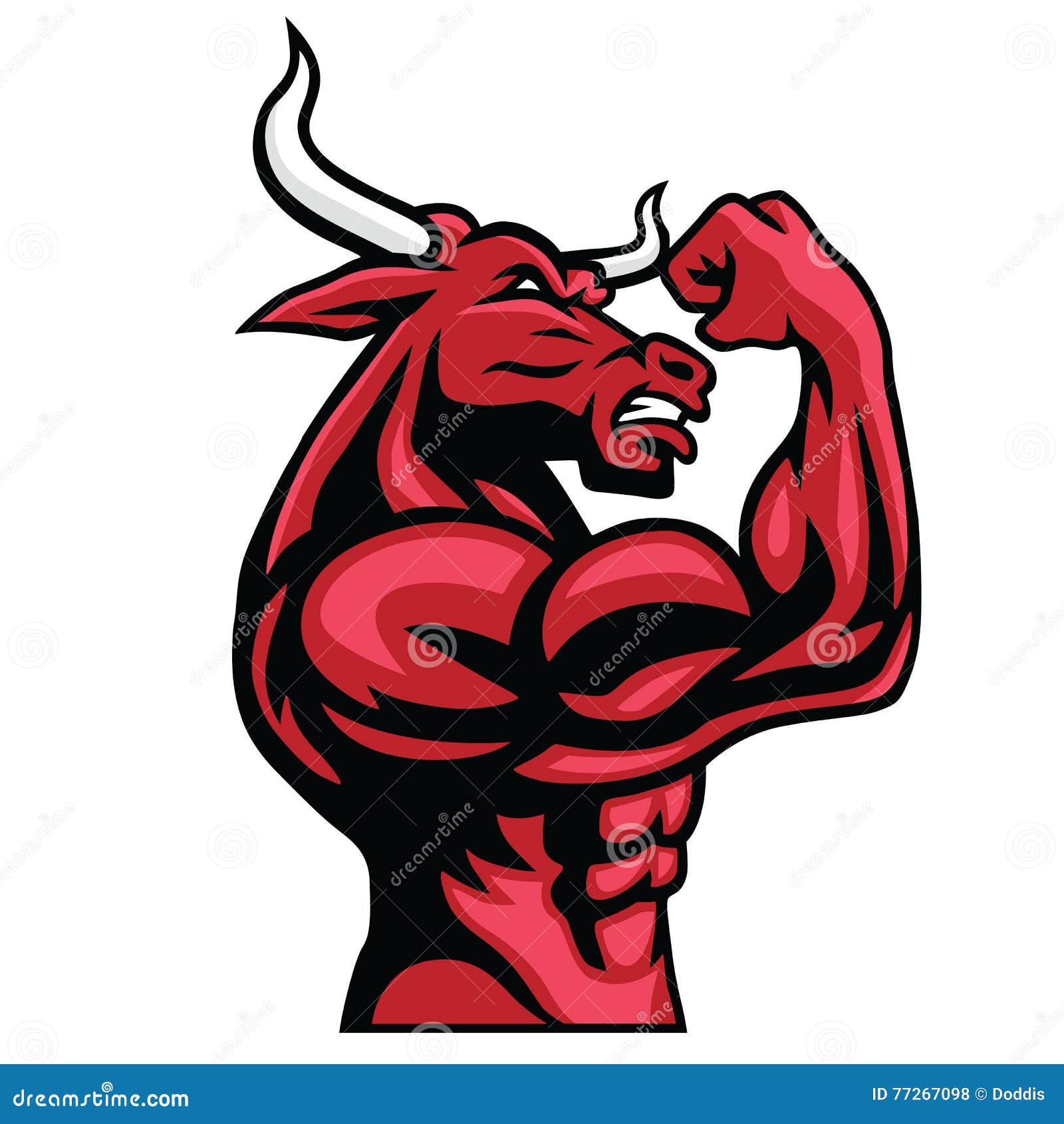 Bull Bodybuilder Posing His Muscular Body Stock Vector - Illustration ...