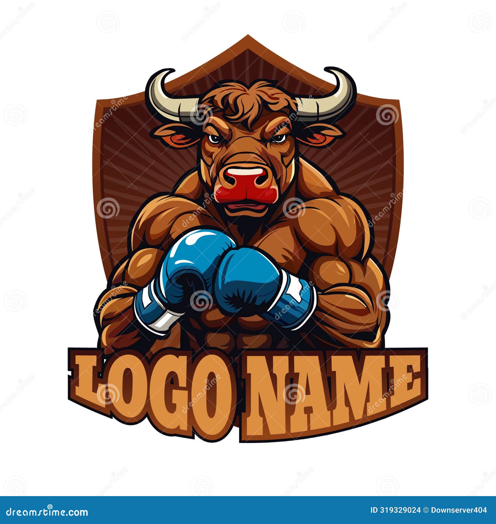 Wild Bull Fighter Mascot Illustration - Logo Template Stock Vector ...