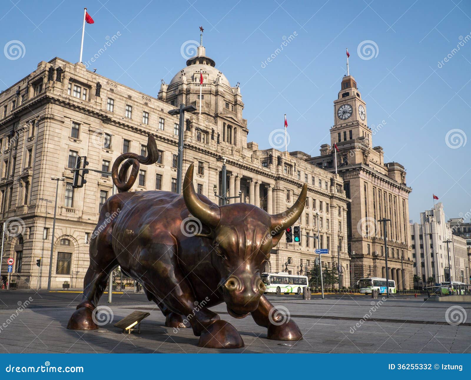 Bull on the Bund stock photo. Image of bund, exchange - 36255332