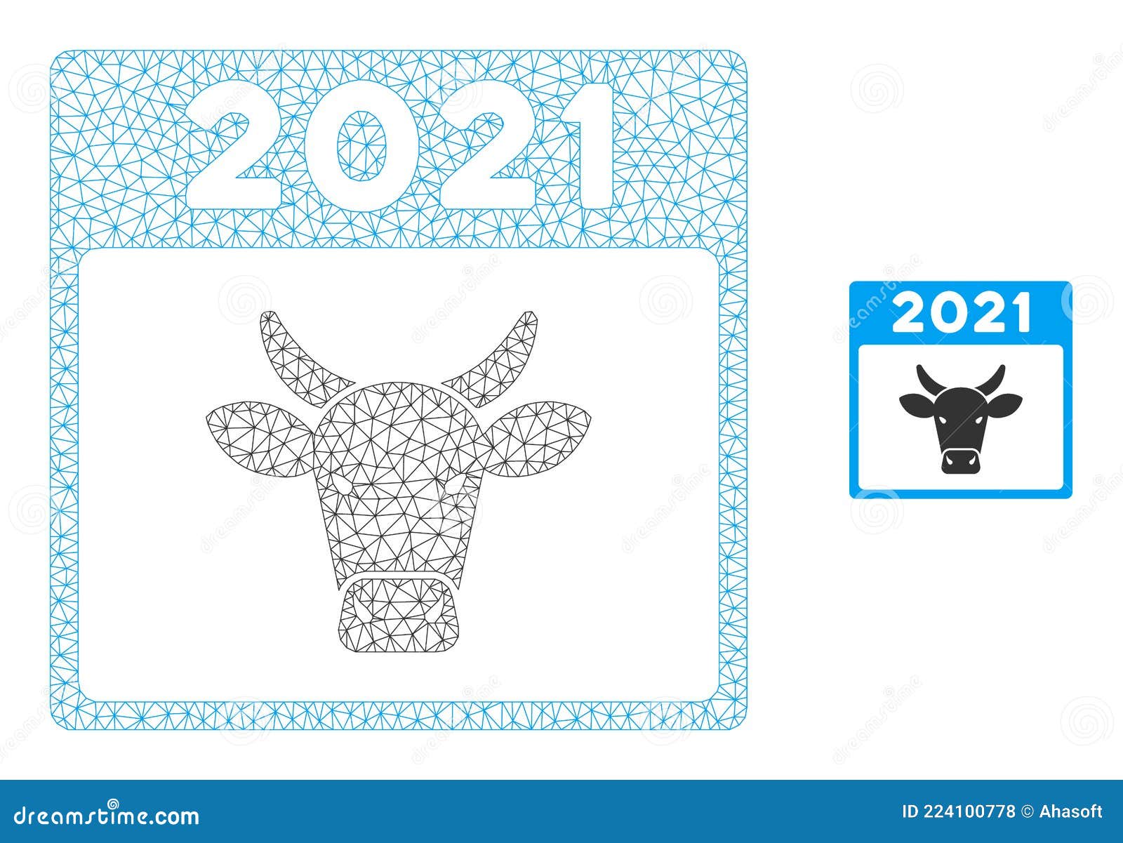 2021 Bull Calendar Vector Mesh 2D Model Stock Vector - Illustration of ...