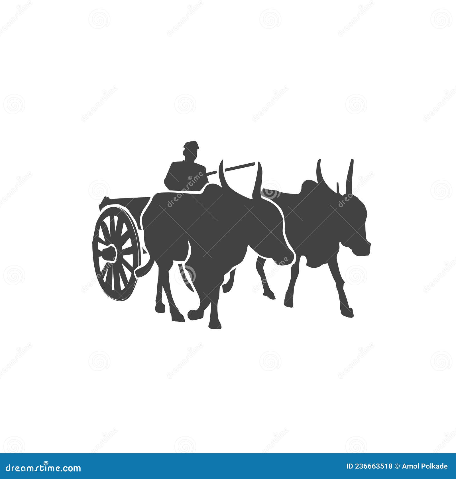 Bull Cart with Farmer Vector. Kharata Vector Stock Vector ...