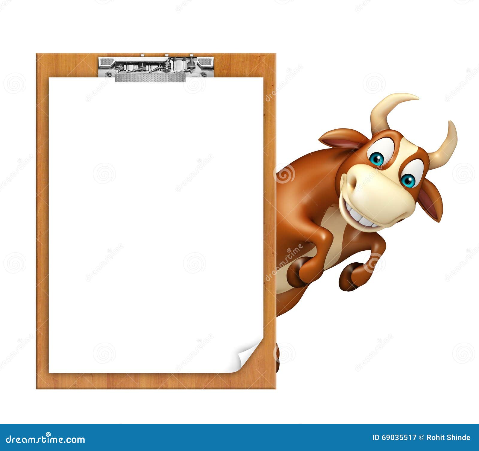 Bull Cartoon Character with Exam Pad Stock Illustration - Illustration ...