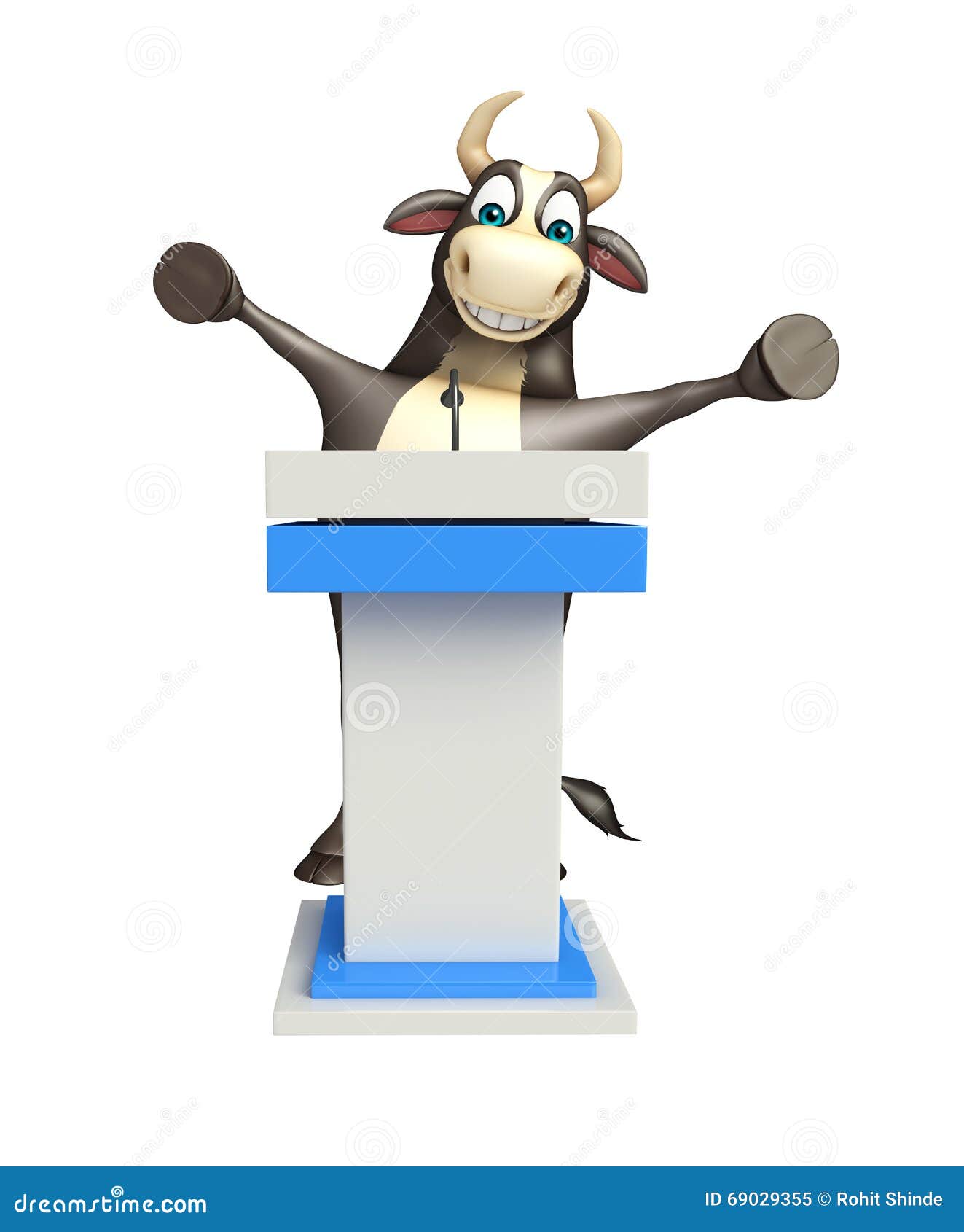 Bull Cartoon Character with Speech Table Stock Illustration ...
