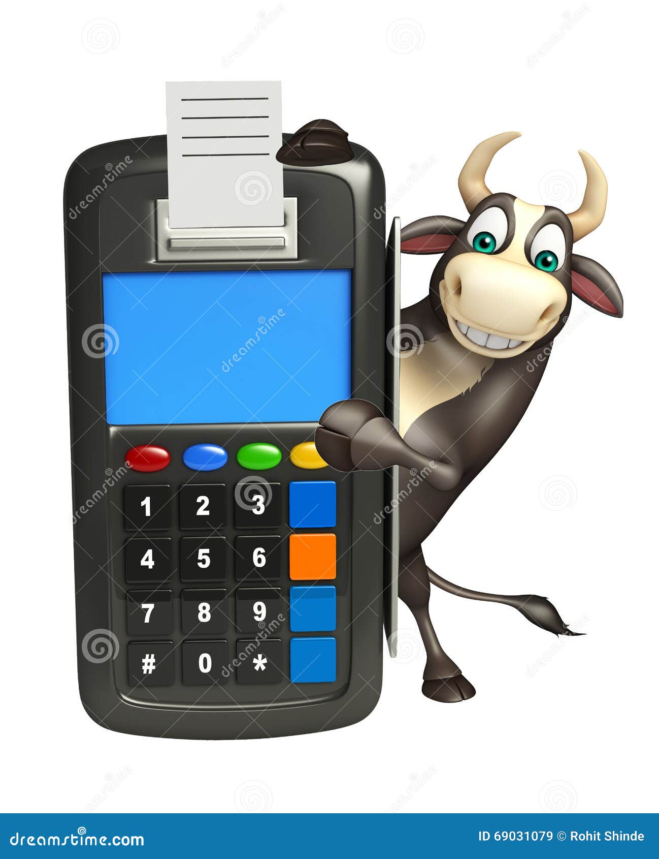 Bull Cartoon Character with Swap Machine Stock Illustration ...