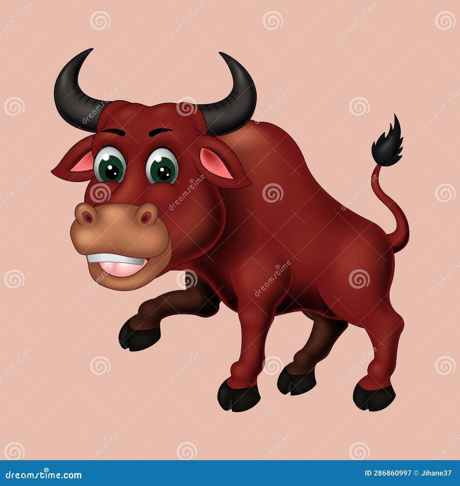 Bull Cartoon Posing Vector Isolated Stock Illustration - Illustration ...
