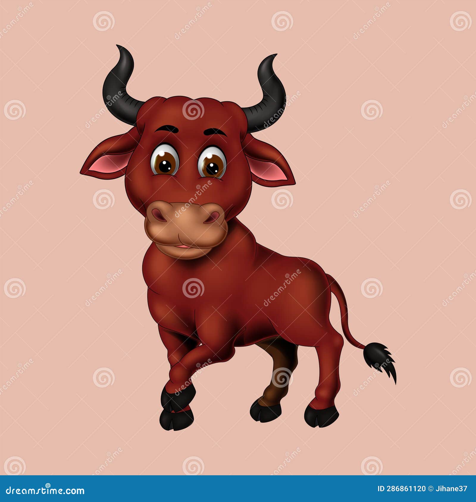 Bull Cartoon Posing Vector Isolated Stock Illustration - Illustration ...