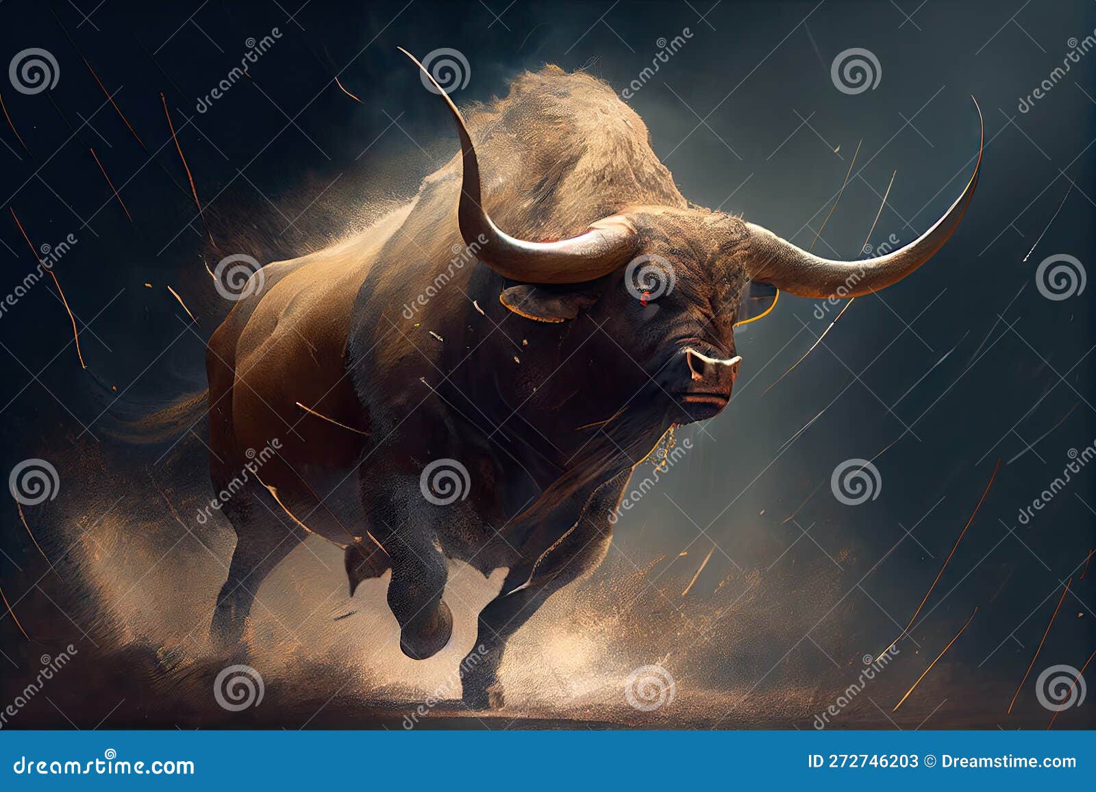 Bull, Charging Forward with Its Horns Lowered in Attack Stock ...