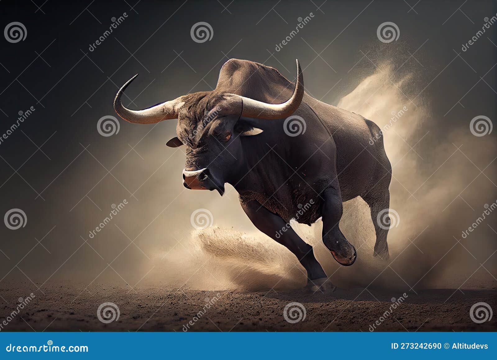 Bull, Charging with Its Horns Down and Ready To Attack Stock ...