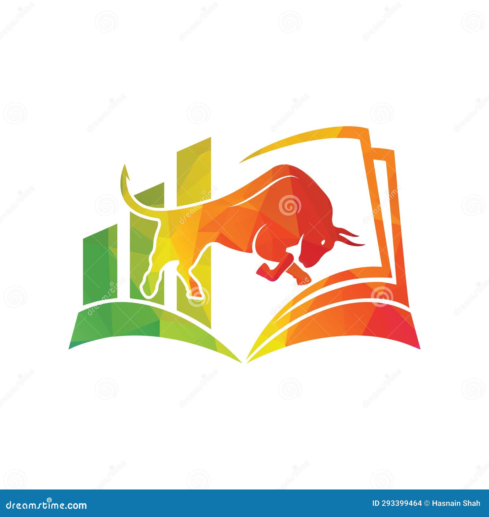 Bull and Chart Book Logo Concept Stock Illustration - Illustration of ...