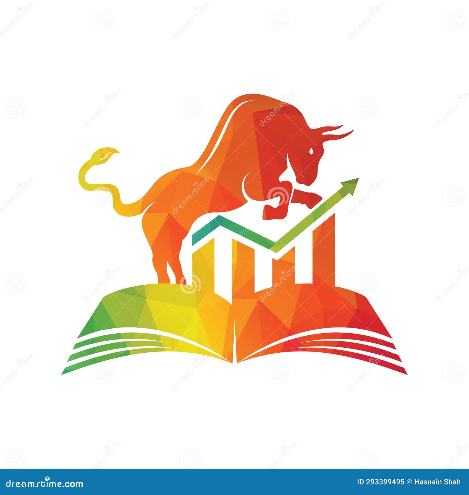Bull and Chart Book Logo Concept Stock Illustration - Illustration of ...