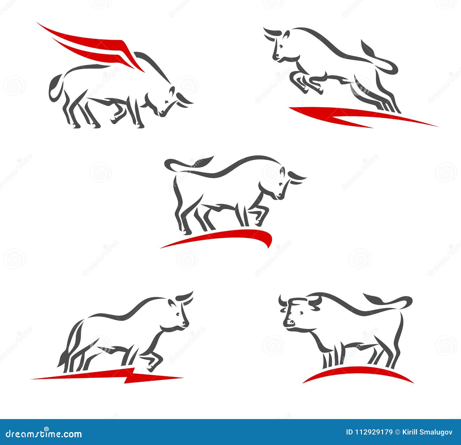 Bull Collection Set. Vector Stock Vector - Illustration of longhorn ...