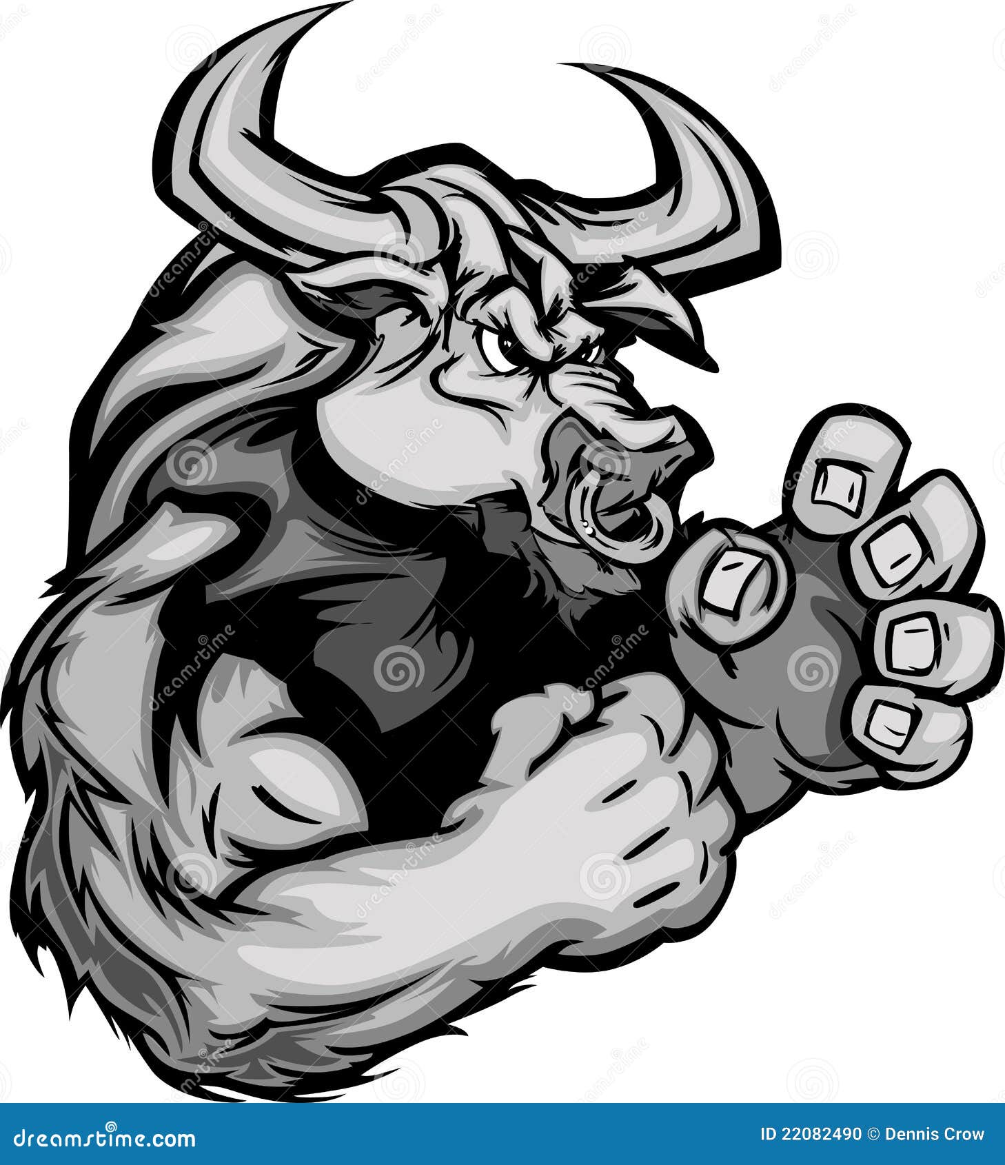 Bull Cow Mascot with Fighting Hands Stock Vector - Illustration of ...