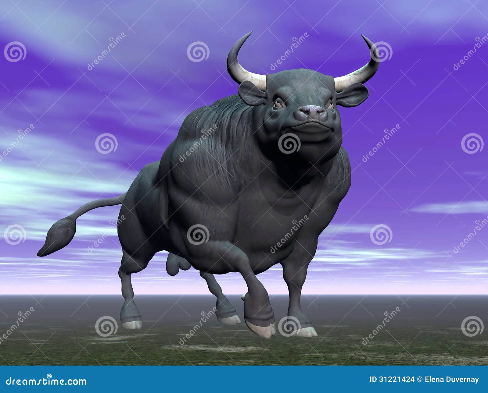 Bull in the Dark - 3D Render Stock Illustration - Illustration of ...