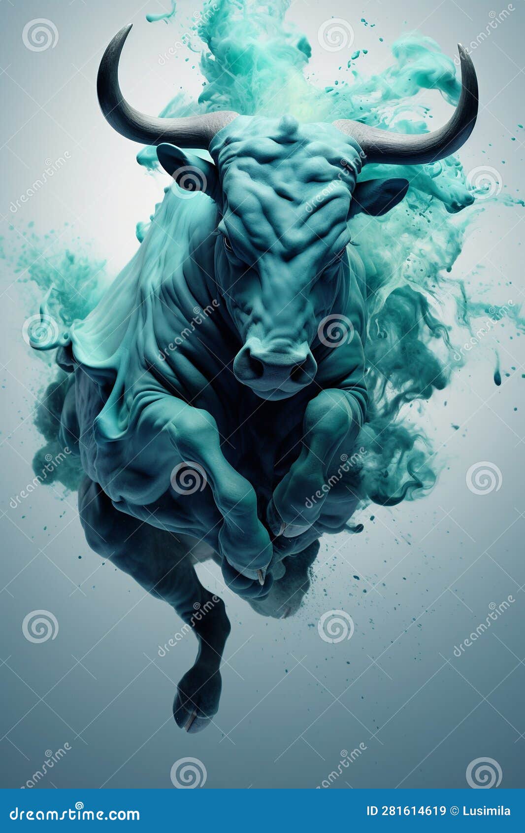 Bull in Dynamic Movements. Generative Ai Stock Illustration ...