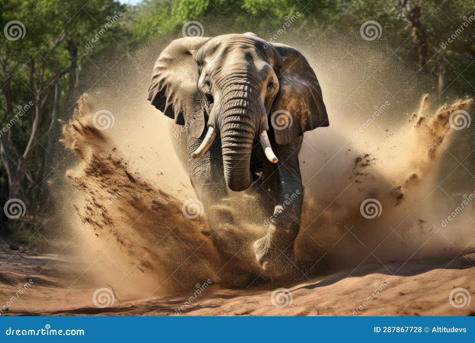 Bull Elephants Powerful Charge Captured in Slow Motion Stock ...