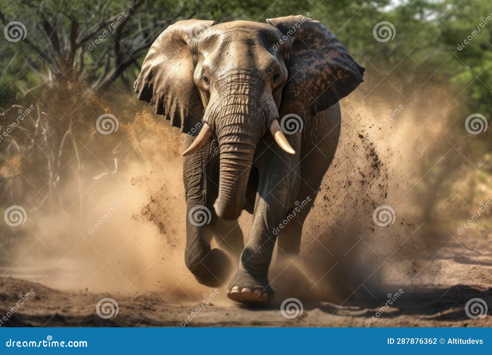 Bull Elephants Powerful Charge Captured in Slow Motion Stock ...