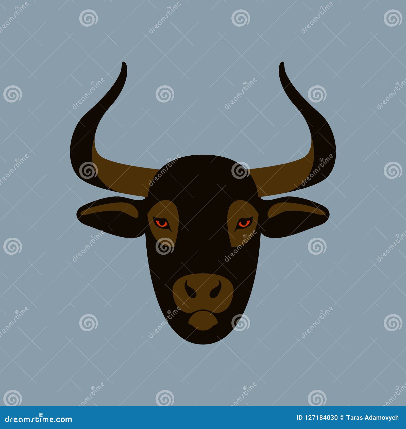 Bull Face Vector Illustration Flat Style Front Stock Vector ...