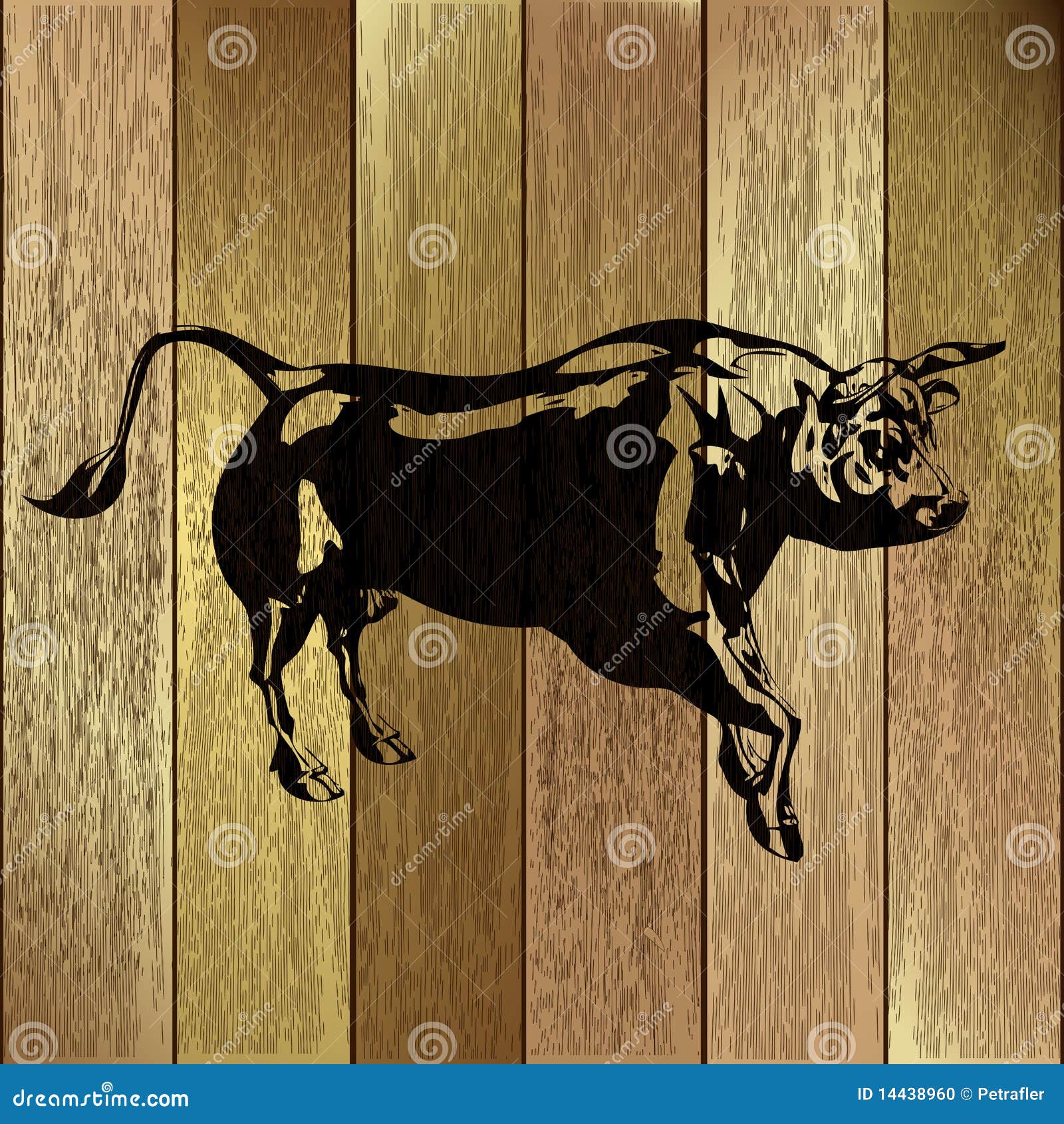 Bull On A Fence Background Vector Illustration | CartoonDealer.com ...